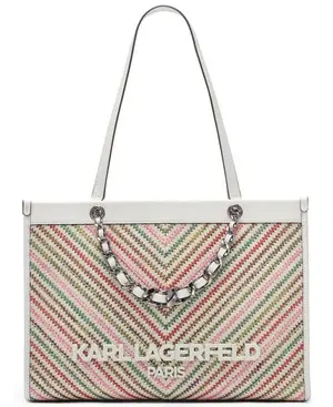 Karl Lagerfeld Paris Savoie Chevron Raffia Tote - Multi Combo
