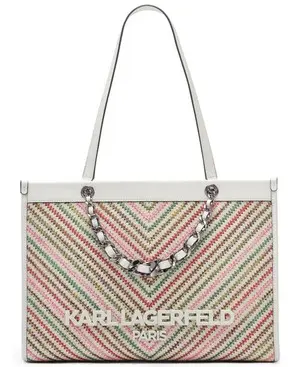 Karl Lagerfeld Paris Savoie Chevron Raffia Tote - Multi Combo