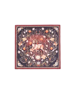 FABLE ENGLAND Aurora Tales Peach Square Scarf - Chocolate & Peach