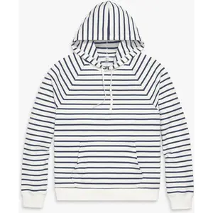 PRIMARY Adult Stripe Pullover Hoodie - Sunwashed Navy Ivory Stripe