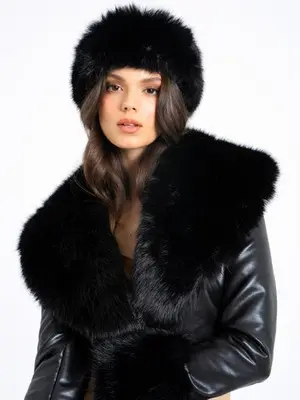 MISS CIRCLE NEW YORK Vegan Fur Hat Headband - Black