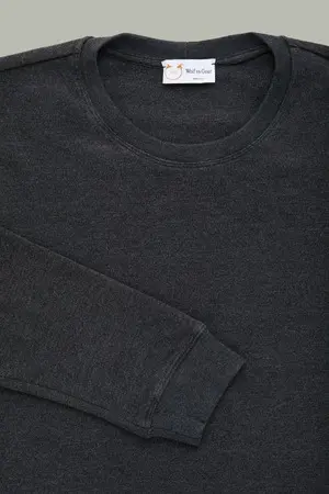 WOLF VS. GOAT (WVG) Heavyweight Viscose Interlock Long Sleeve Crewneck - Black