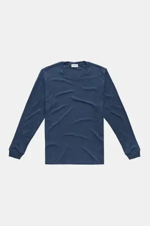 WOLF VS. GOAT (WVG) Heavyweight Viscose Interlock Long Sleeve Crewneck - Navy