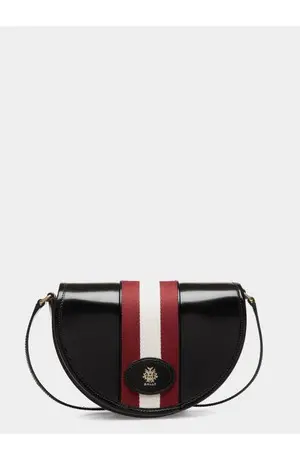 Bally Signature Leather Crossbody Bag With Ribbon - Black