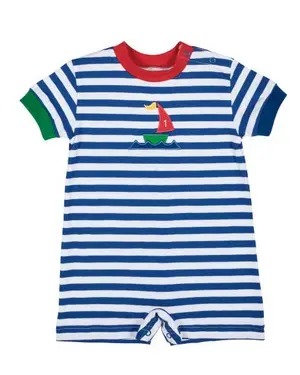 FLORENCE EISEMAN Stripe Knit Shortall With Sailboat