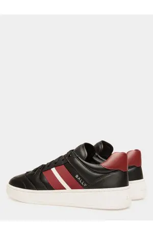 Bally Raise Sneaker In Calf Leather - Black/bally Red