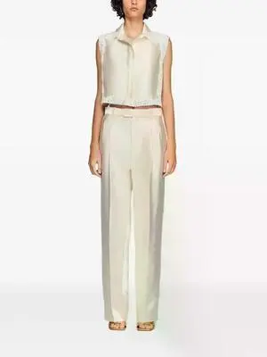 Sandro Satin Straight-leg Trousers - Neutrals