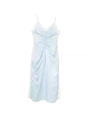 Sandro Satin-effect Maxi Dress With Lace Trim - Blue