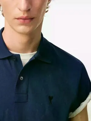 AMI Paris De Coeur Logo-detail Polo Shirt - Blue