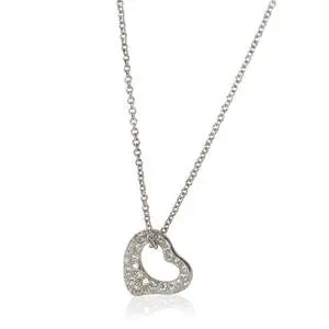 Tiffany & Co. Diamond Elsa Peretti Open Heart Pendant - Platinum