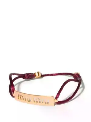 Miu Miu Metal And Cord Bracelet - Gold