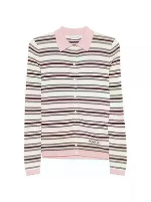 Moncler Striped Polo Top - Neutrals