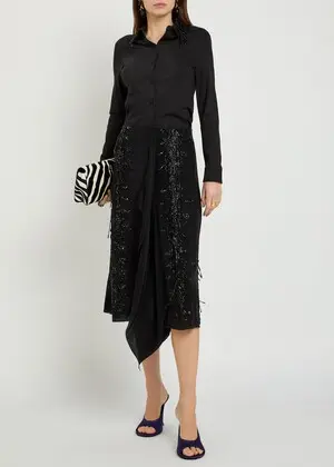 La DoubleJ Bead Embellished Collar Jersey Shirt