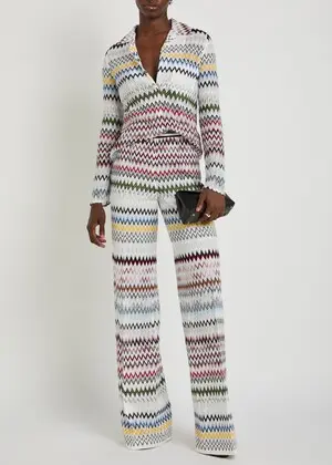 Missoni Chevron Fine-knit Wide-leg Trousers
