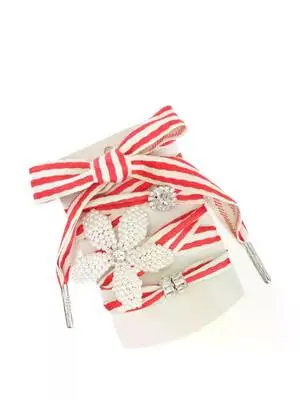GOLDEN GOOSE Striped Keyring With Beaded Embellishments - Red