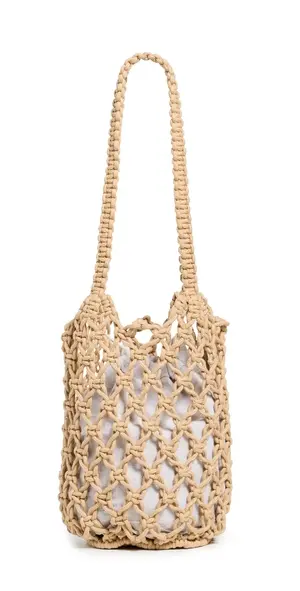 Hat Attack Elodie Fisherman Crochet Bucket Bag - Toast