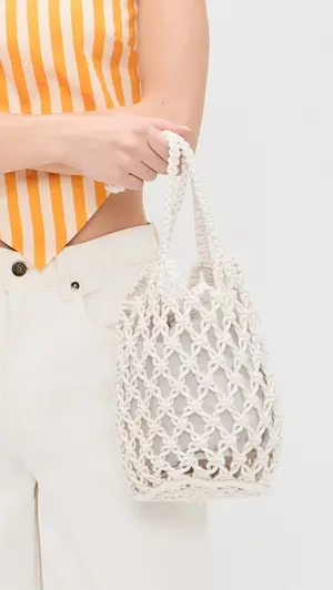 Hat Attack Elodie Fisherman Crochet Bucket Bag - White