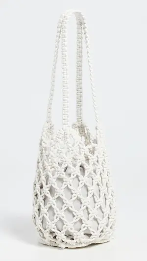 Hat Attack Elodie Fisherman Crochet Bucket Bag - White