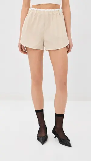 NACKIYE Ruched Waist Technical Weave Shorts