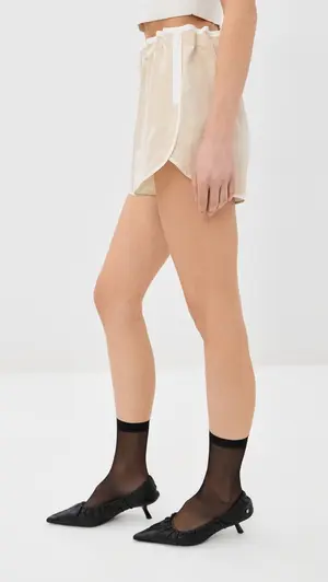 NACKIYE Ruched Waist Technical Weave Shorts