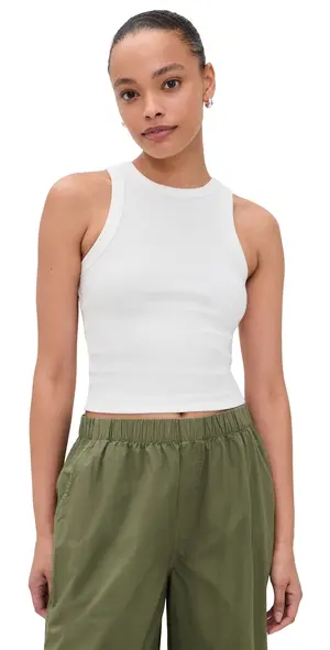 Marine Layer Lexi Rib Sun In High Neck Crop Tank - White