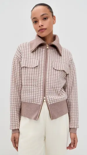 Varley Ablott Jacquard Knit Jacket - Taupe