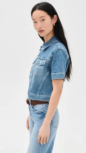L'Agence Kirstie Cropped Denim Jacket