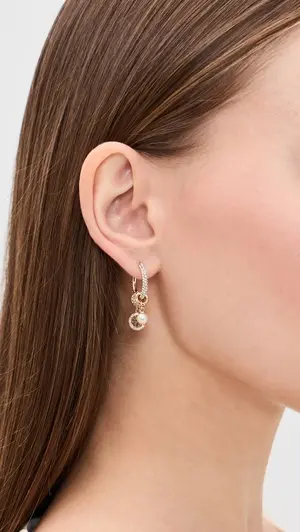 Tory Burch Miller Pave Charm Hoop Earrings
