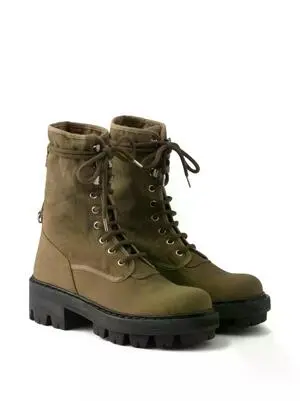 Prada Canvas Lace-up Ankle Boots