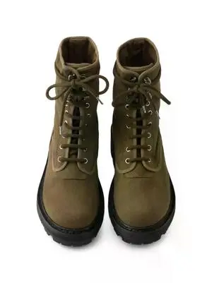 Prada Canvas Lace-up Ankle Boots
