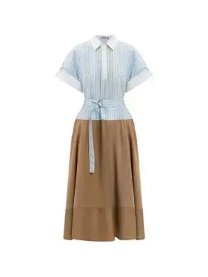 Simkhai Striped Belted Shirt Dress