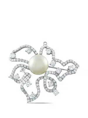 LB EXCLUSIVE Diamond And Pearl Brooch - Silver