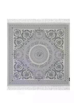 Versace Crete De Fleur-pattern Fringed Blanket
