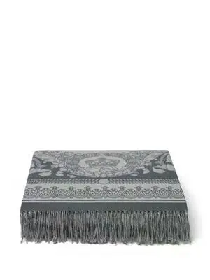 Versace Crete De Fleur-pattern Fringed Blanket