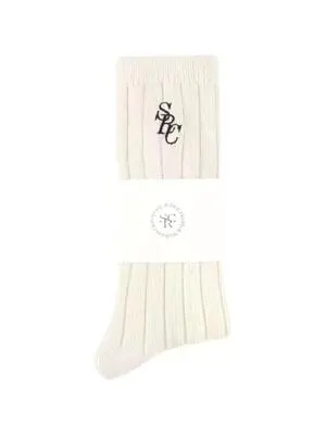 SPORTY & RICH Src Embroidered Ribbed Socks