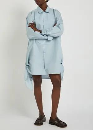 JW Anderson Knotted Cotton-blend Mini Shirt Dress