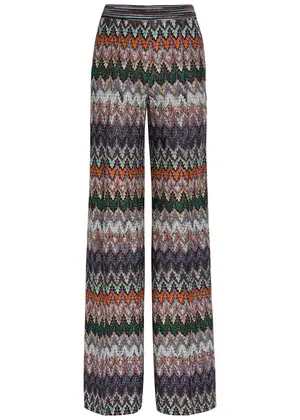 Missoni Chevron Fine-knit Wide-leg Trousers - Multicoloured