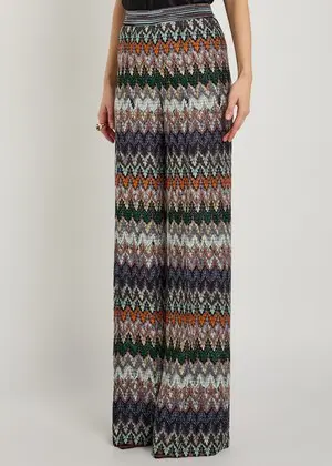 Missoni Chevron Fine-knit Wide-leg Trousers - Multicoloured