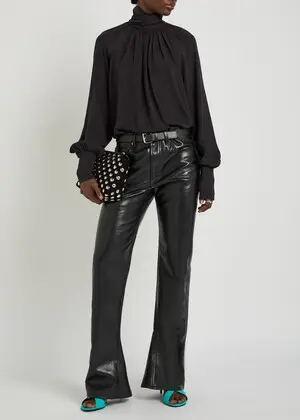 ANINE BING Anne Draped Poplin Blouse