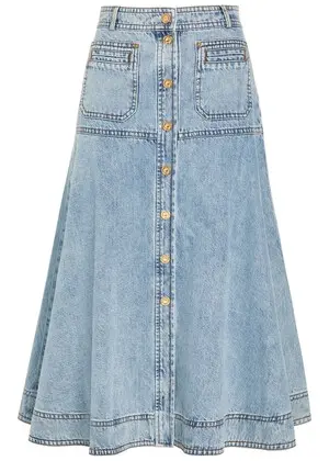 ZIMMERMANN Panelled Denim Midi Skirt