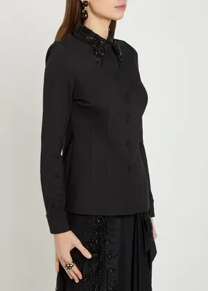 La DoubleJ Bead-embellished Collar Jersey Shirt