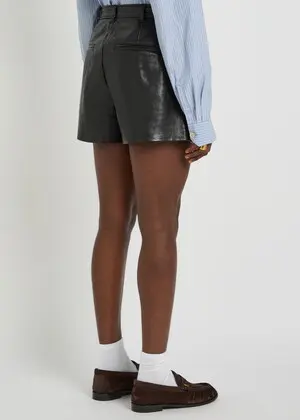 ANINE BING Trent Leather-blend Shorts - Black