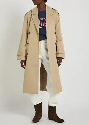 ANINE BING Rickie Double-breasted Stretch-cotton Trench Coat - Beige