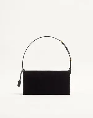 Valentino Garavani Small Embroidered Velvet Shoulder Bag - Black