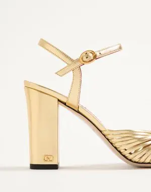 Valentino Garavani Annet 90mm Laminated Nappa Sandals - Gold