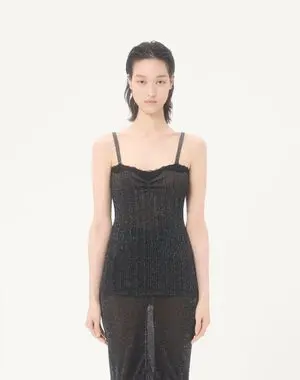 Valentino Garavani Lurex Knit Top With Lace Detail - Black/silver