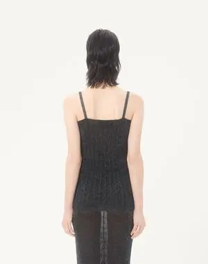 Valentino Garavani Lurex Knit Top With Lace Detail - Black/silver