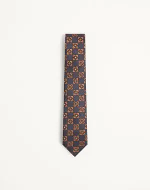 Valentino Garavani Valentie And Jacquard Tie - Blue/hazelnut