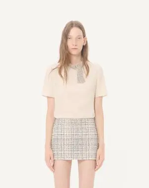 Valentino Garavani Embroidered Crepe De Chine Top - Coral/silver