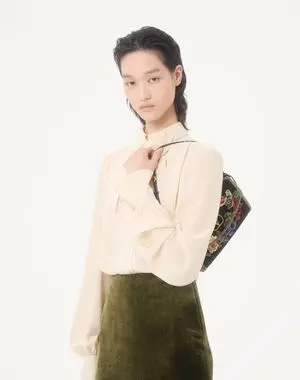 Valentino Garavani Embroidered Crepe De Chine Top - Vanilla